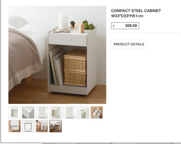 Muji Bedside Table on wheels, Furniture & Home Living, Furniture ...