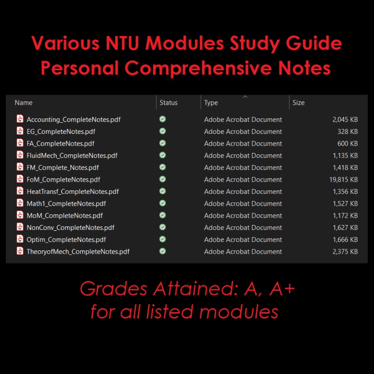 NTU Comprehensive Personal Study Notes [A/A+] (EG0001, MA4829, MA2001 ...