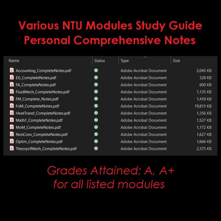 NTU Comprehensive Personal Study Notes [A/A+] (EG0001, MA4829, MA2001 ...