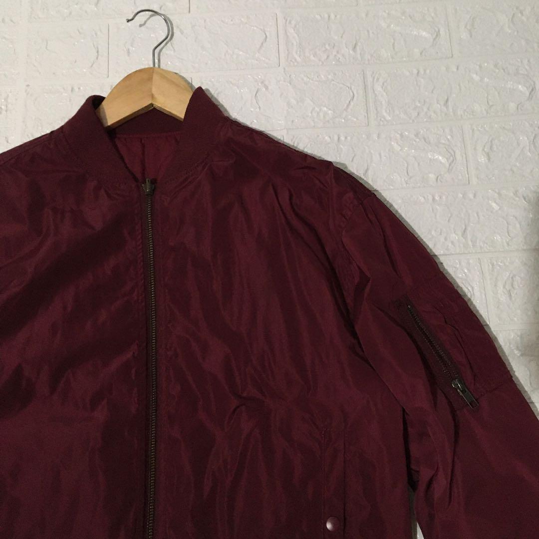 Reversible Maroon Bomber Jacket, Men's Fashion, Coats, Jackets and ...