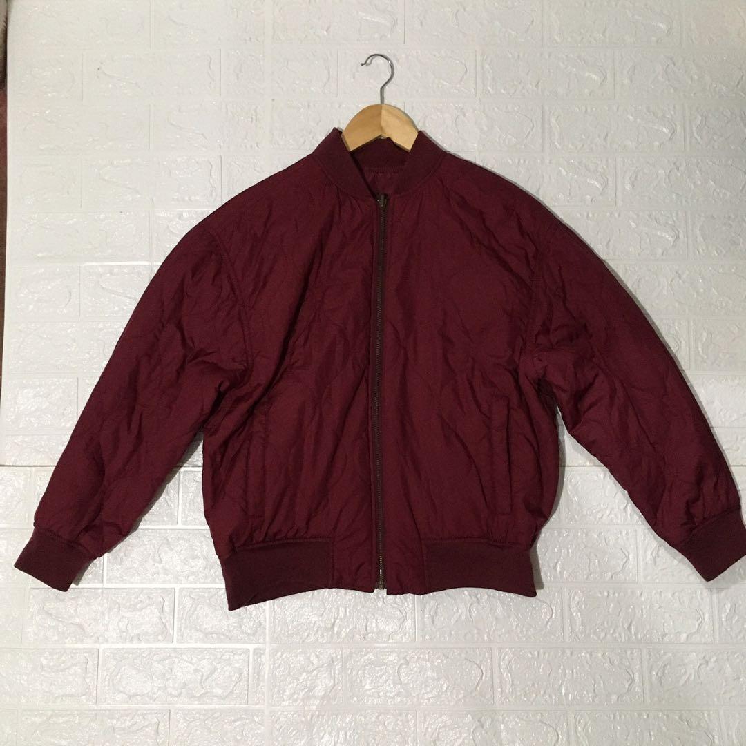 Reversible Maroon Bomber Jacket, Men's Fashion, Coats, Jackets and ...