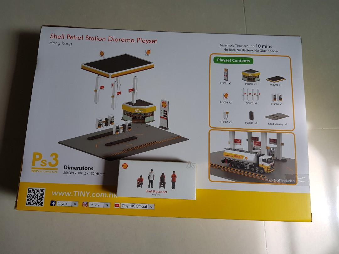 TINY HONG KONG SHELL PETROL STATION DIORAMA PLAYSET WITH SHELL FIGURE ...