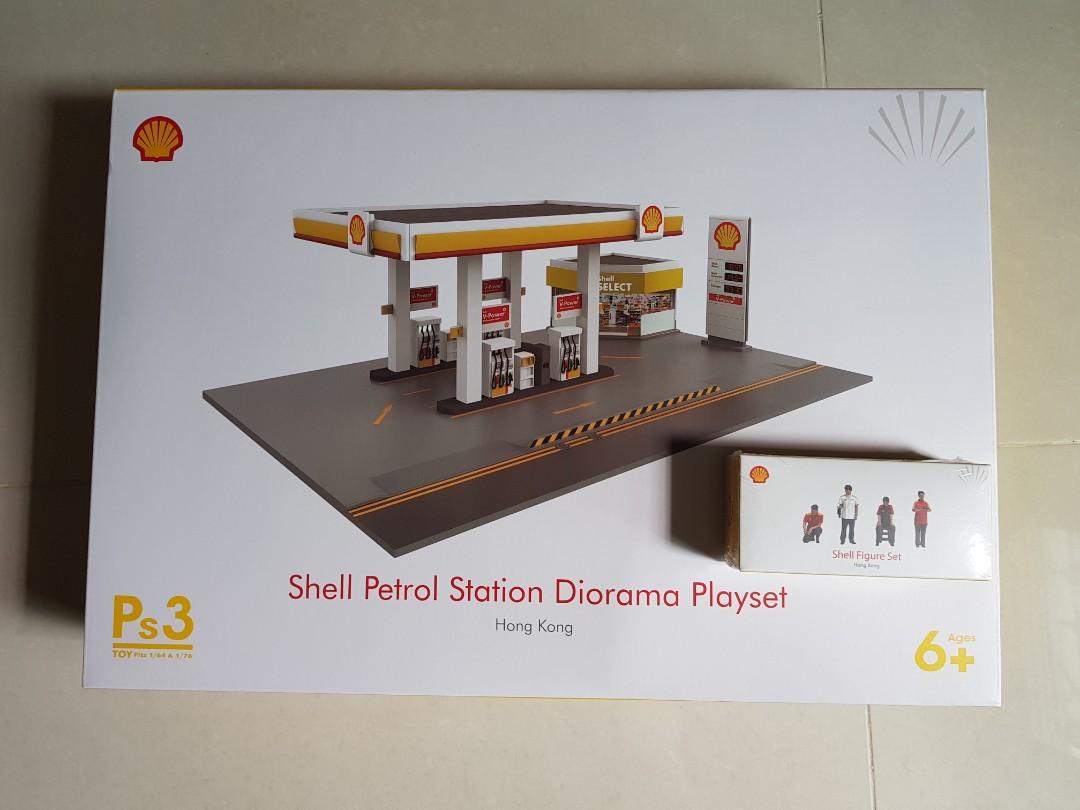 TINY HONG KONG SHELL PETROL STATION DIORAMA PLAYSET WITH SHELL FIGURE ...