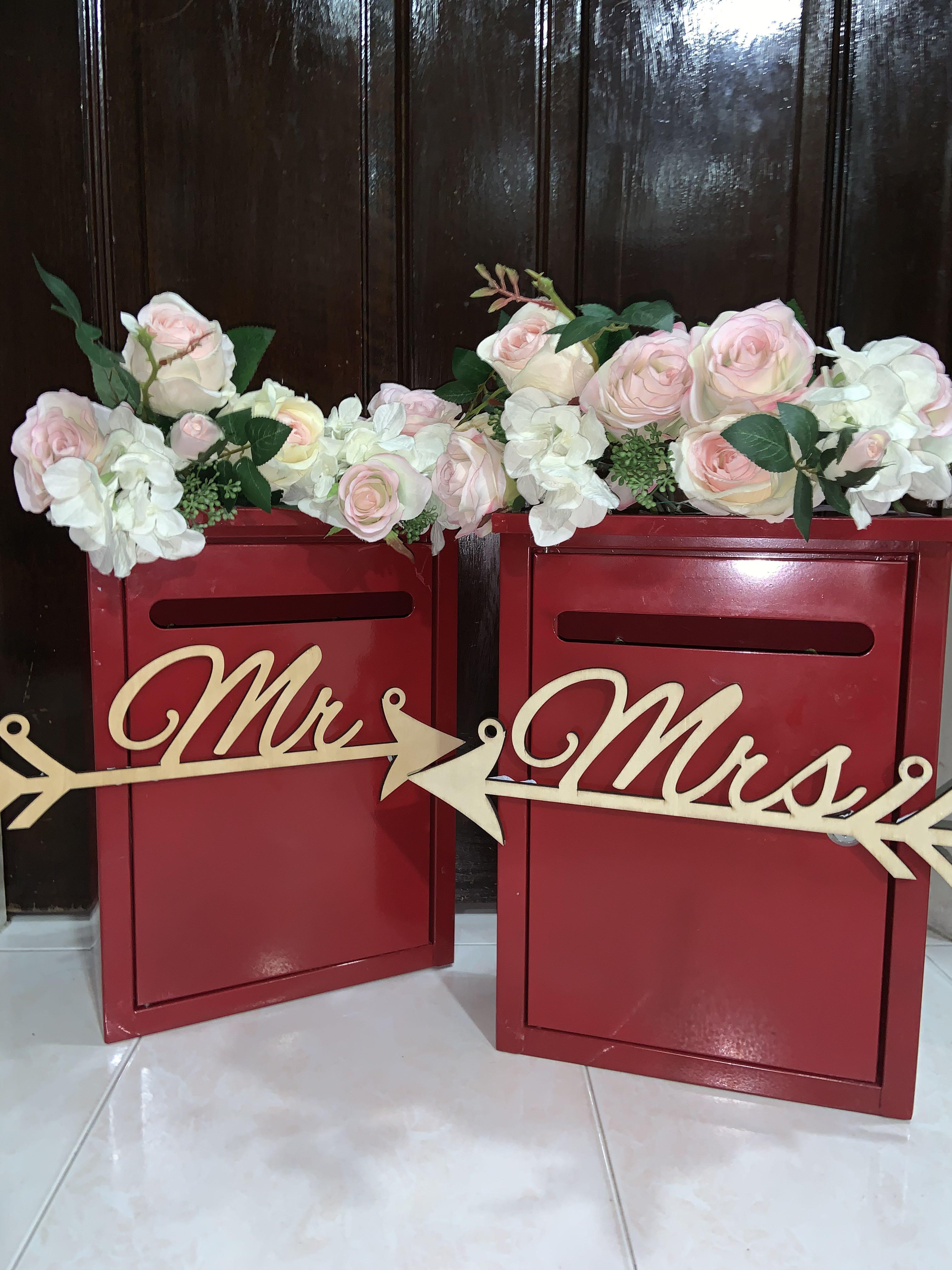 2 Wedding Ang Bao Letter boxes in Red 2023 **flowers included ...