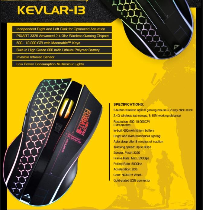 Armaggeddon Mikoyan FoxBat III Kevlar Gaming Mouse, Computers & Tech ...