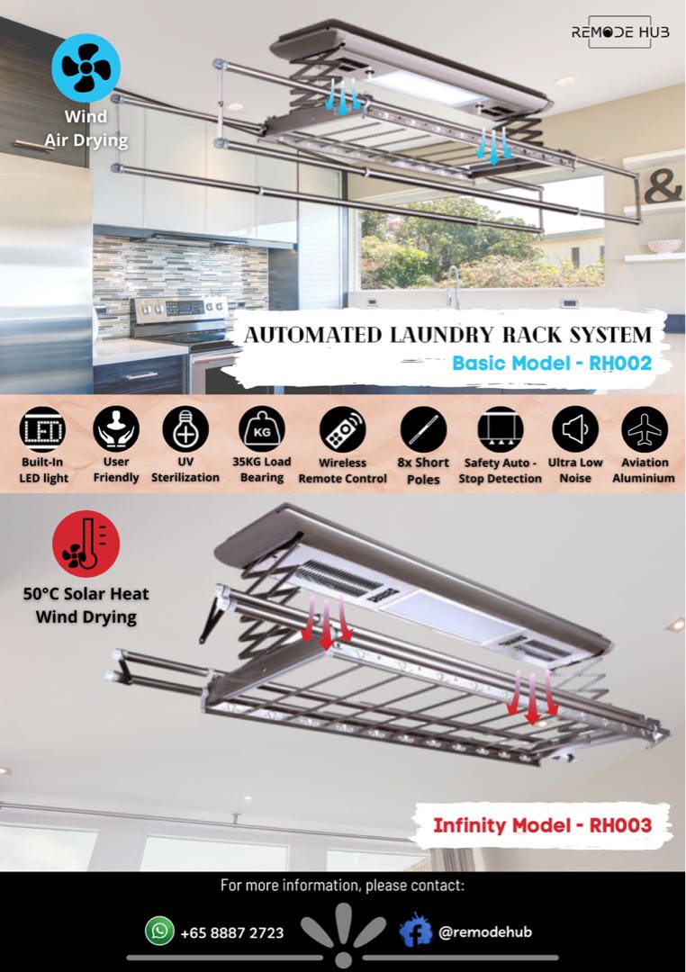 Automated laundry rack, Furniture & Home Living, Cleaning & Homecare ...