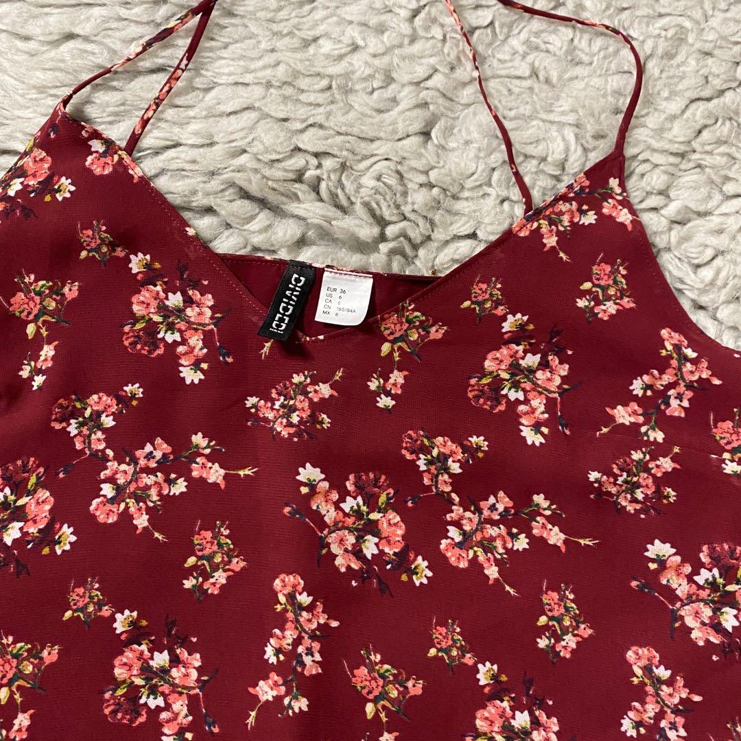 Hnm Flower Slip Dress in red, Fesyen Wanita, Pakaian Wanita, Gaun & Rok ...