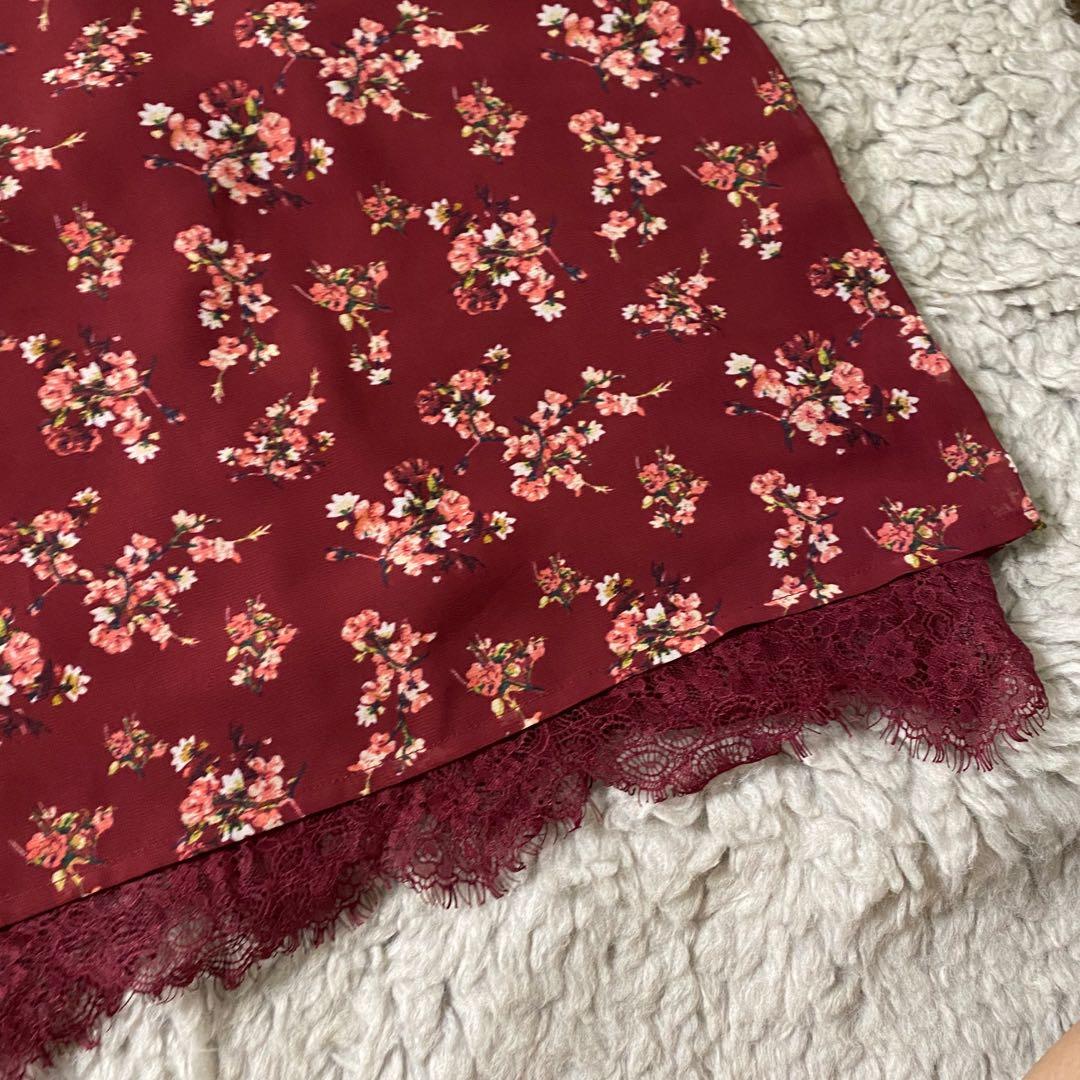 Hnm Flower Slip Dress in red, Fesyen Wanita, Pakaian Wanita, Gaun & Rok ...