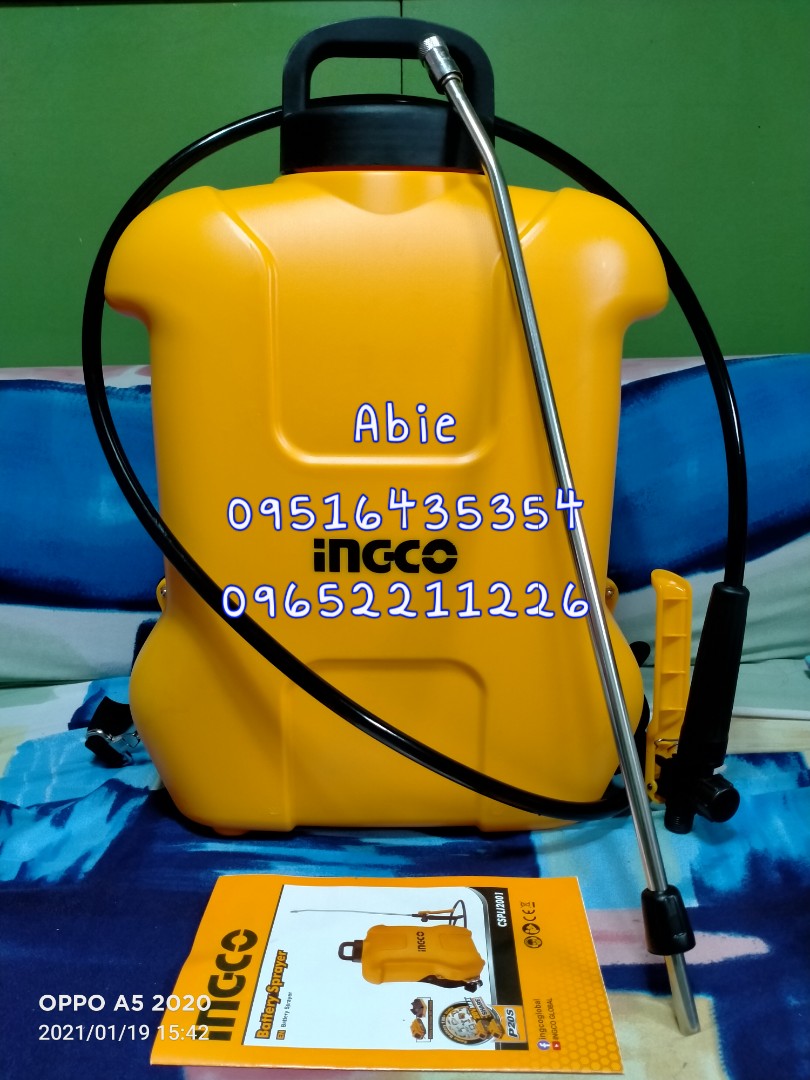 INGCO 16L 20V Cordless Li-ion Knapsack Sprayer, Furniture & Home Living ...
