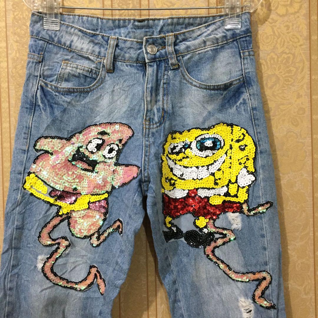 SpongeBob Jeans, Women's Fashion, Bottoms, Jeans on Carousell