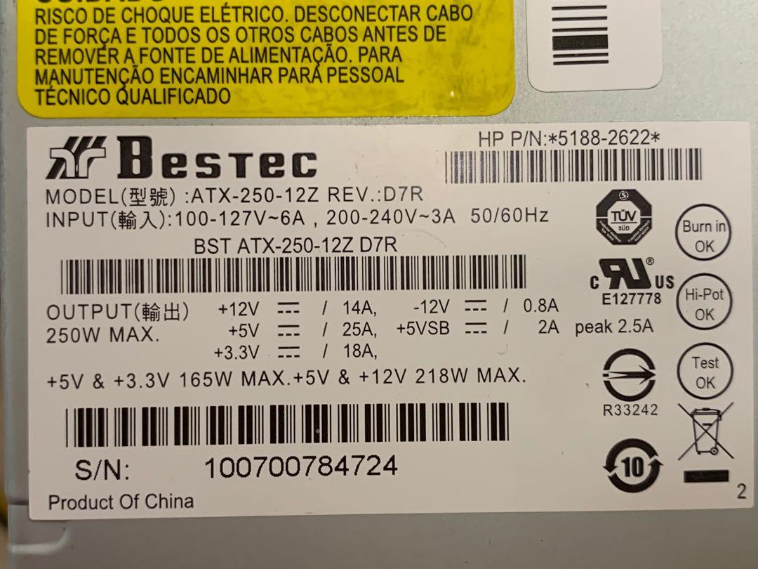 Bestec ATX 250W Power Supply Unit, Computers & Tech, Parts ...