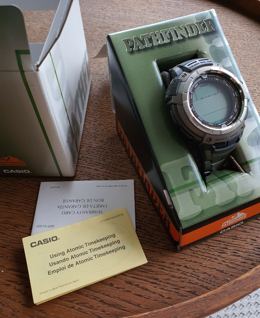 Casio Mens Pathfinder Triple Sensor Titanium Bracelet Watch, Men's ...