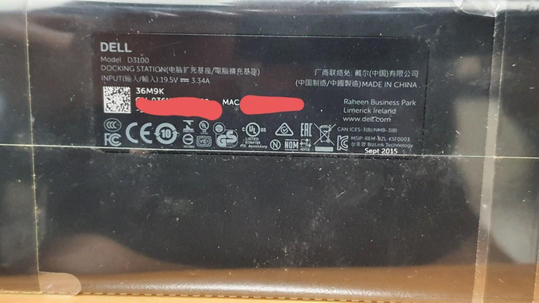 Dell USB 3.0 Ultra HD/4K Triple Display Docking Station. Model D3100 ...