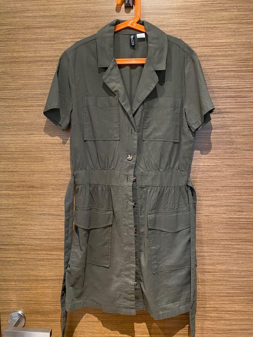 H&M Military Linen Dress, Women's Fashion, Dresses & Sets, Dresses on ...