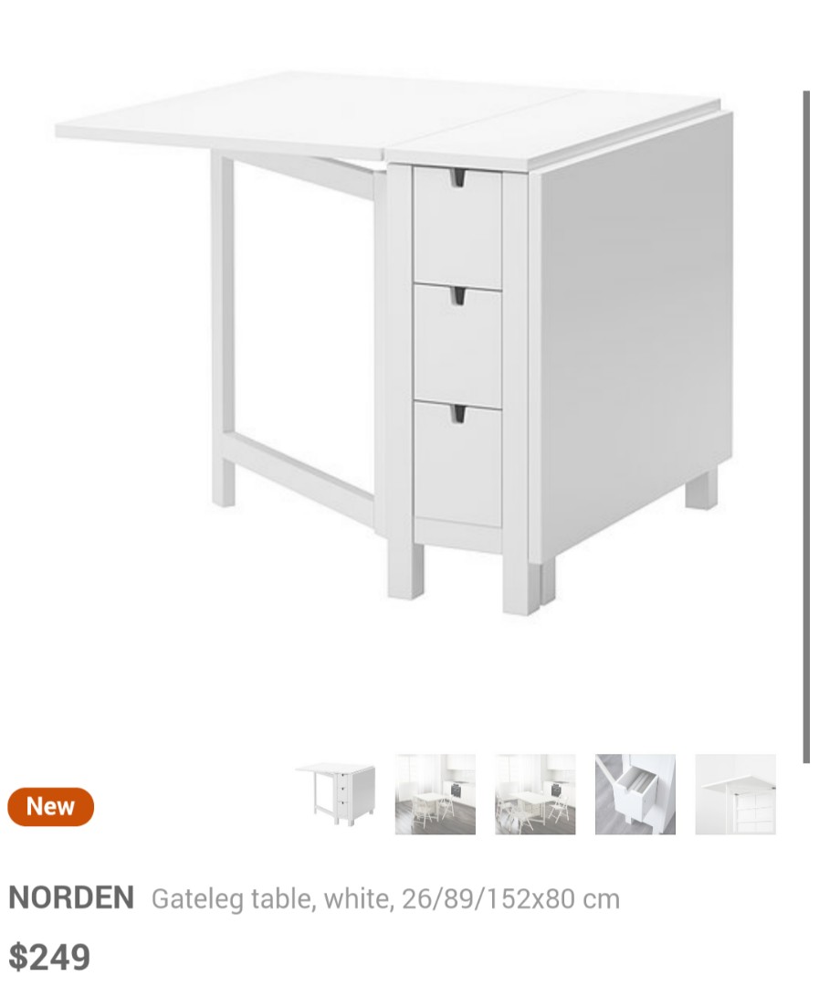 IKEA foldable dining table, Furniture & Home Living, Furniture, Tables ...