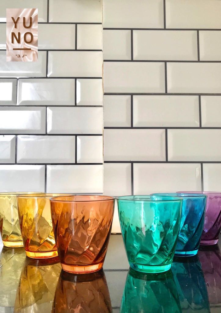 Omega Colored Drinking Glasses (Set of 6), Furniture & Home Living ...