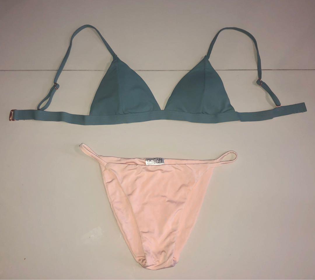 Pastel Blue and Peach String Bikini, Women's Fashion, Swimwear, Bikinis ...
