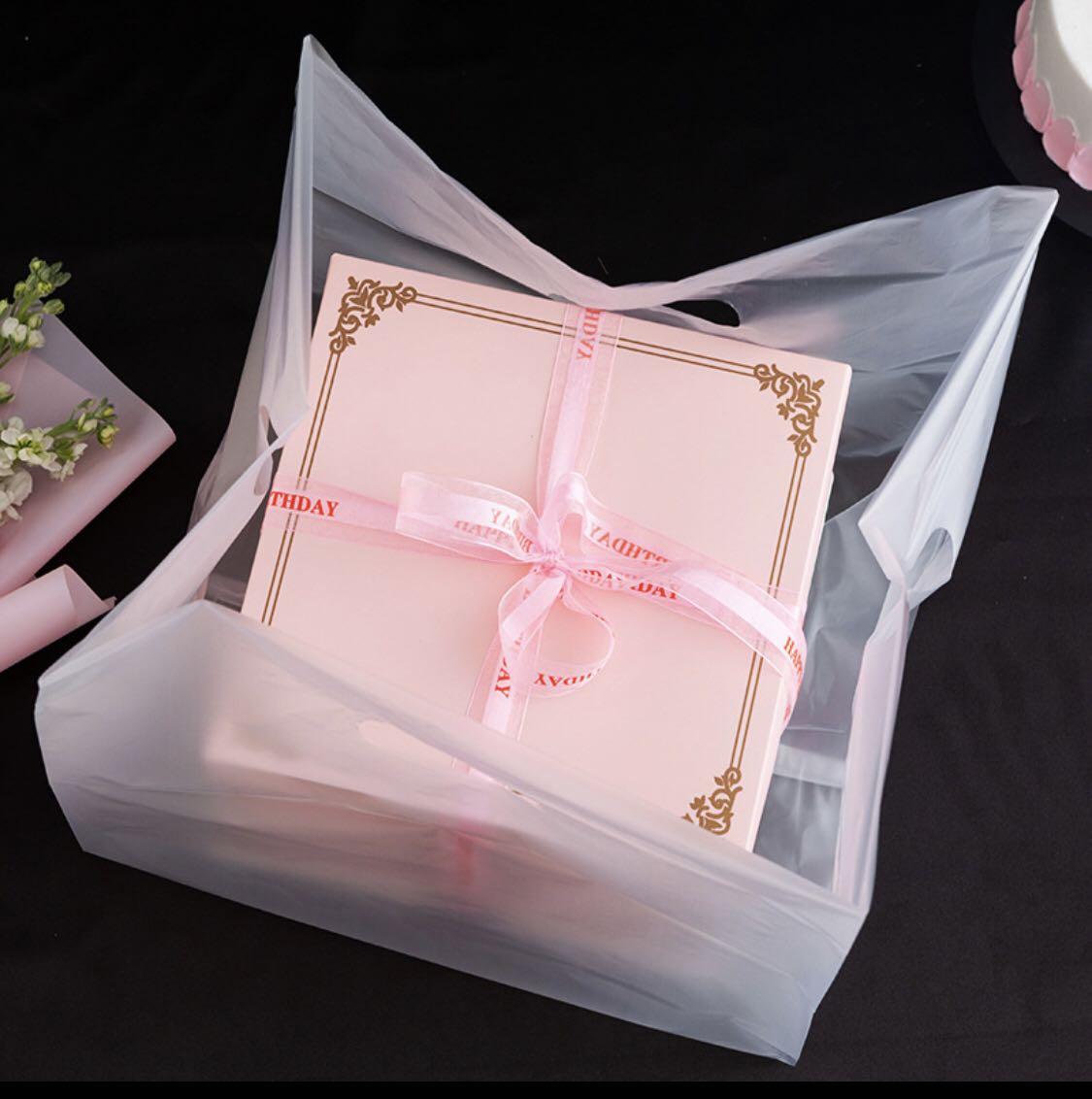 Plastic carrier cake box plastic bags for cakes 4inch 6inch 8inch ...