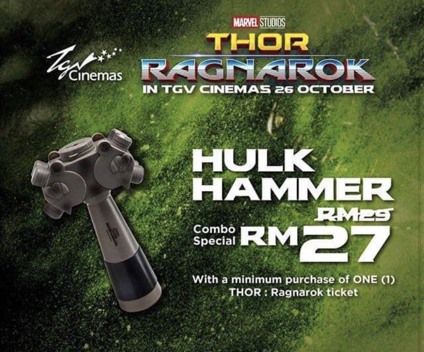 Thor Ragnarok Hulk Hammer Tumbler (TGV Cinemas), Hobbies & Toys ...