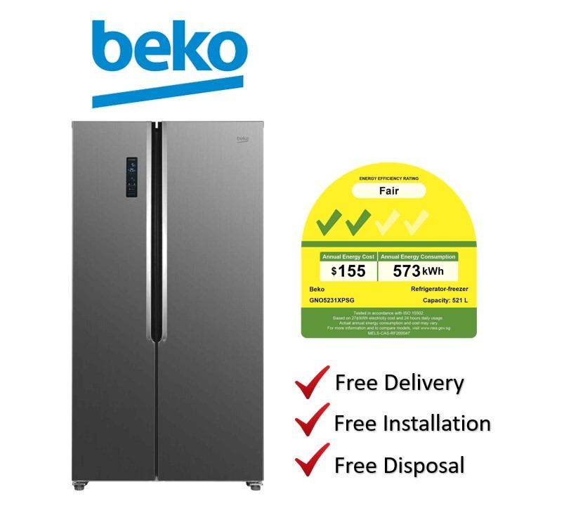 BEKO GNO5231XPSG SIDE BY SIDE REFRIGERATOR (NET 521L- Latest Model), TV ...
