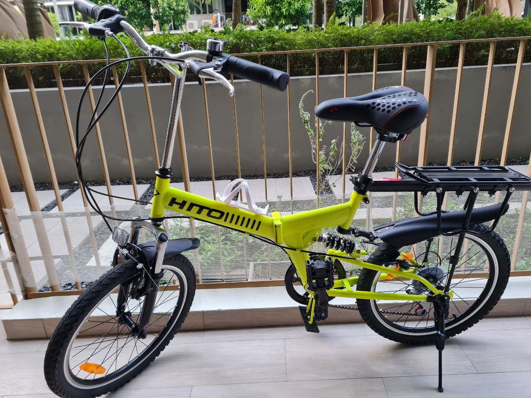Custom Fluorescent Yellow Hito Mountain Bike 20 Inch with rear rack ...
