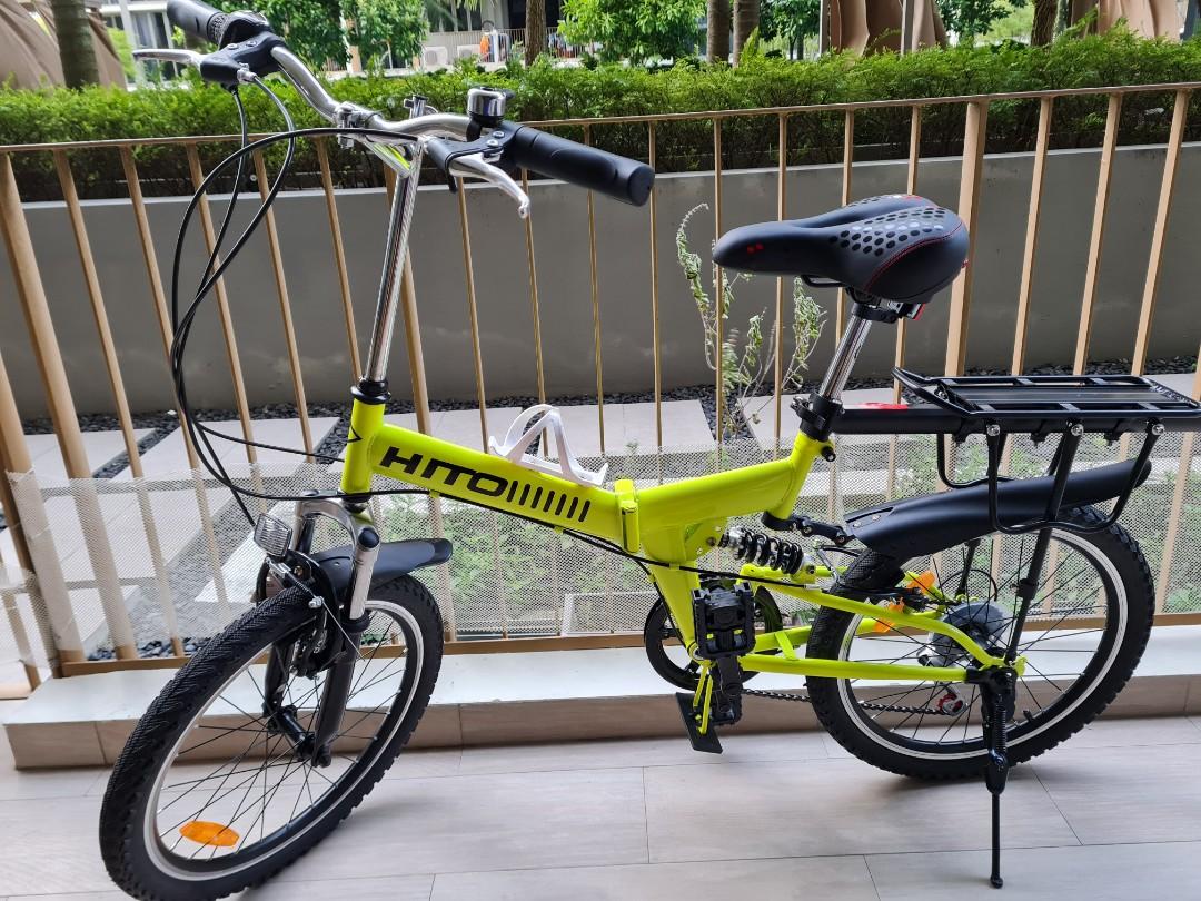 Custom Fluorescent Yellow Hito Mountain Bike 20 Inch with rear rack ...