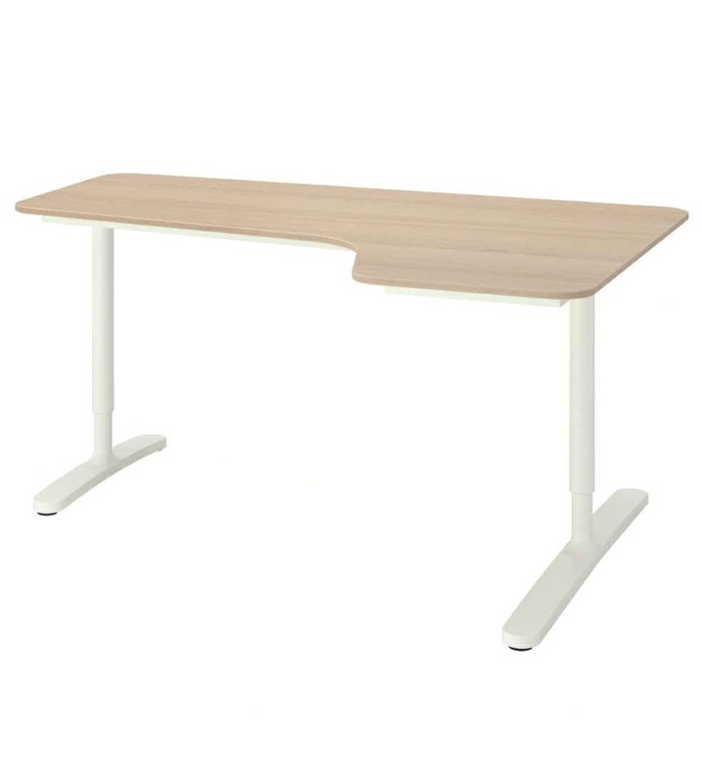 IKEA L shaped oak veneer desk office, Furniture & Home Living ...