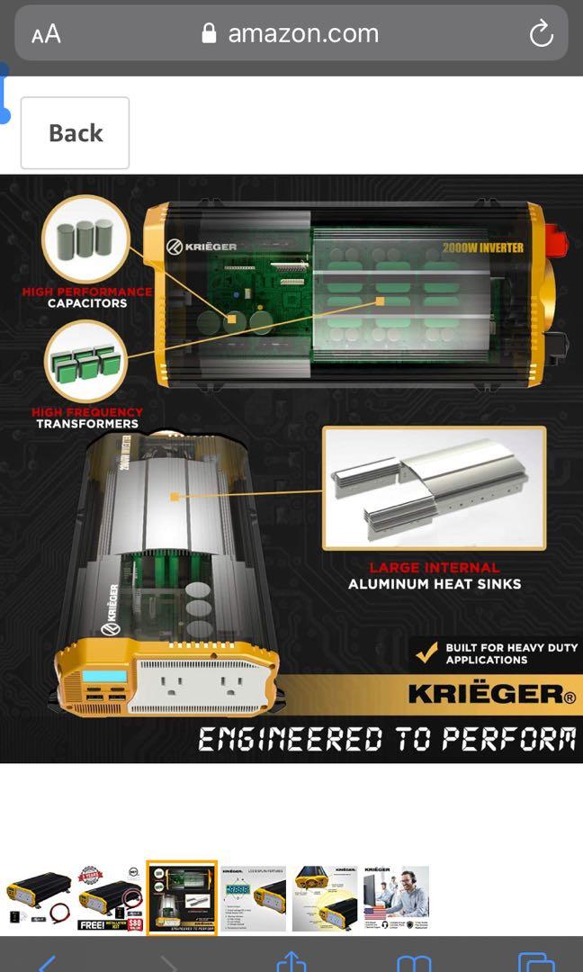 Krieger 2000 Watts Power Inverter 12V to 230v, Modified Sine Wave Car ...