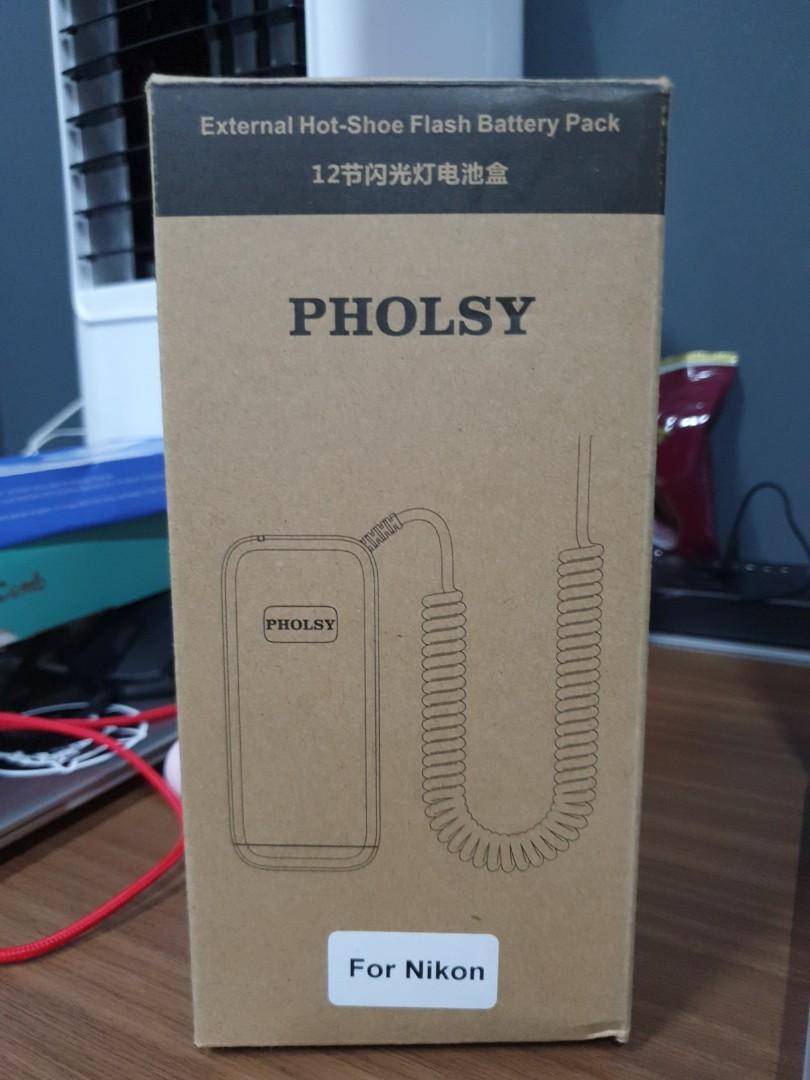 PHOLSY External Hot-Shoe Flash Battery Pack Speedlite Battery Power ...