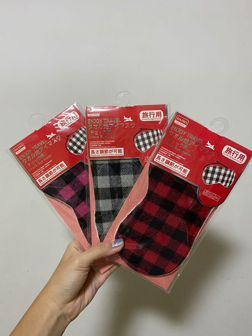 Daiso Toweling Eye Mask -Checkered-, Health & Nutrition, Face Masks ...