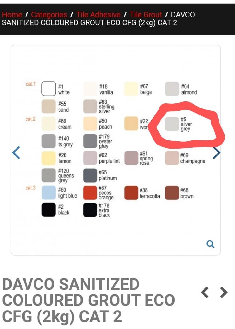 Davco Grout #5 Silver Grey 2kg for Tiles, Furniture & Home Living ...