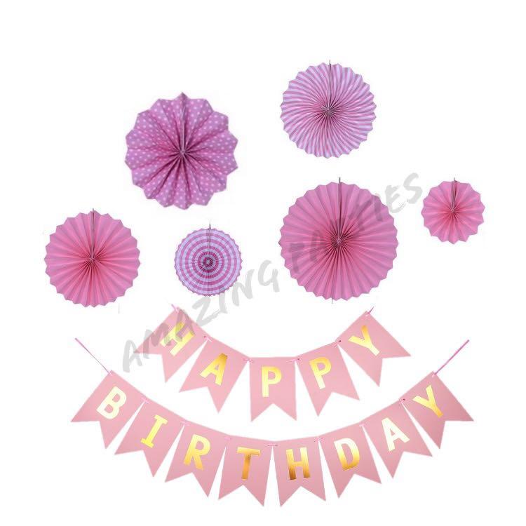 Happy Birthday Banner-Fan Party Decoration set, Hobbies & Toys ...