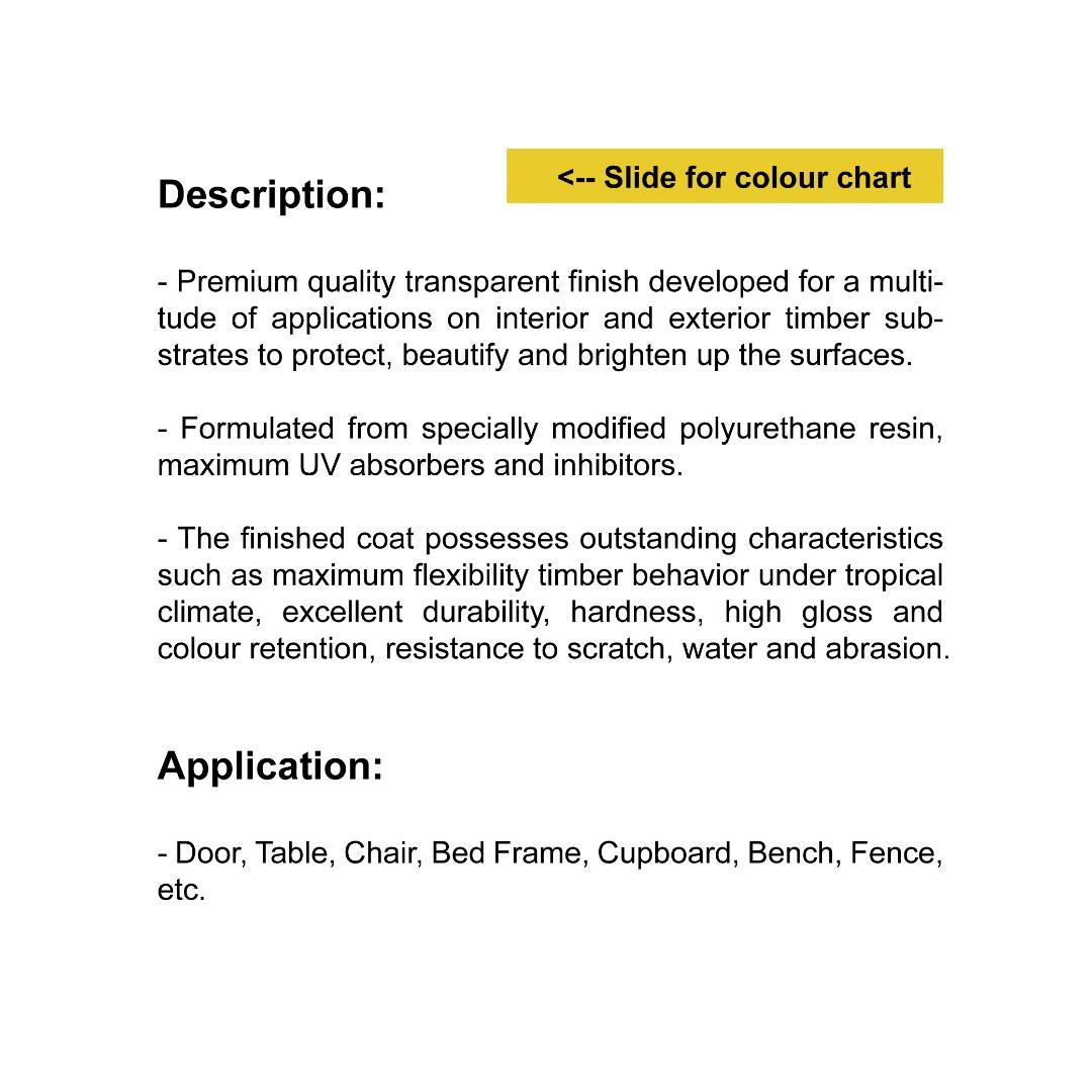 Kimtone Polyurethane PU Stained Varnish Wood 1 Litre 9211 9212 9213 ...