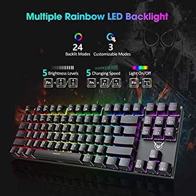 Pictek PC244A TKL Wired Mechanical Gaming Keyboard, RGB LED Rainbow ...