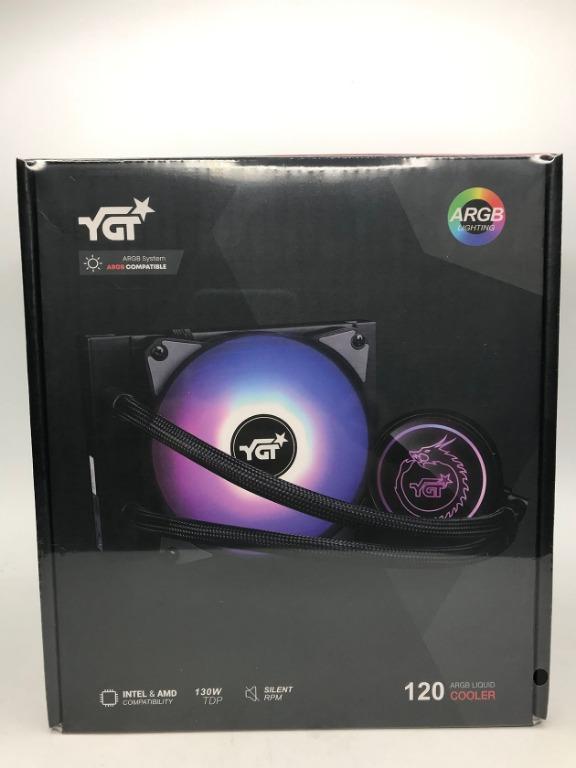 YGT ARGB 120 LIQUID COOLER, ARGB LIGHTING SYNC, TDP 130W, 18DB NOISE LEVEL, 2550 RPM, Computers ...