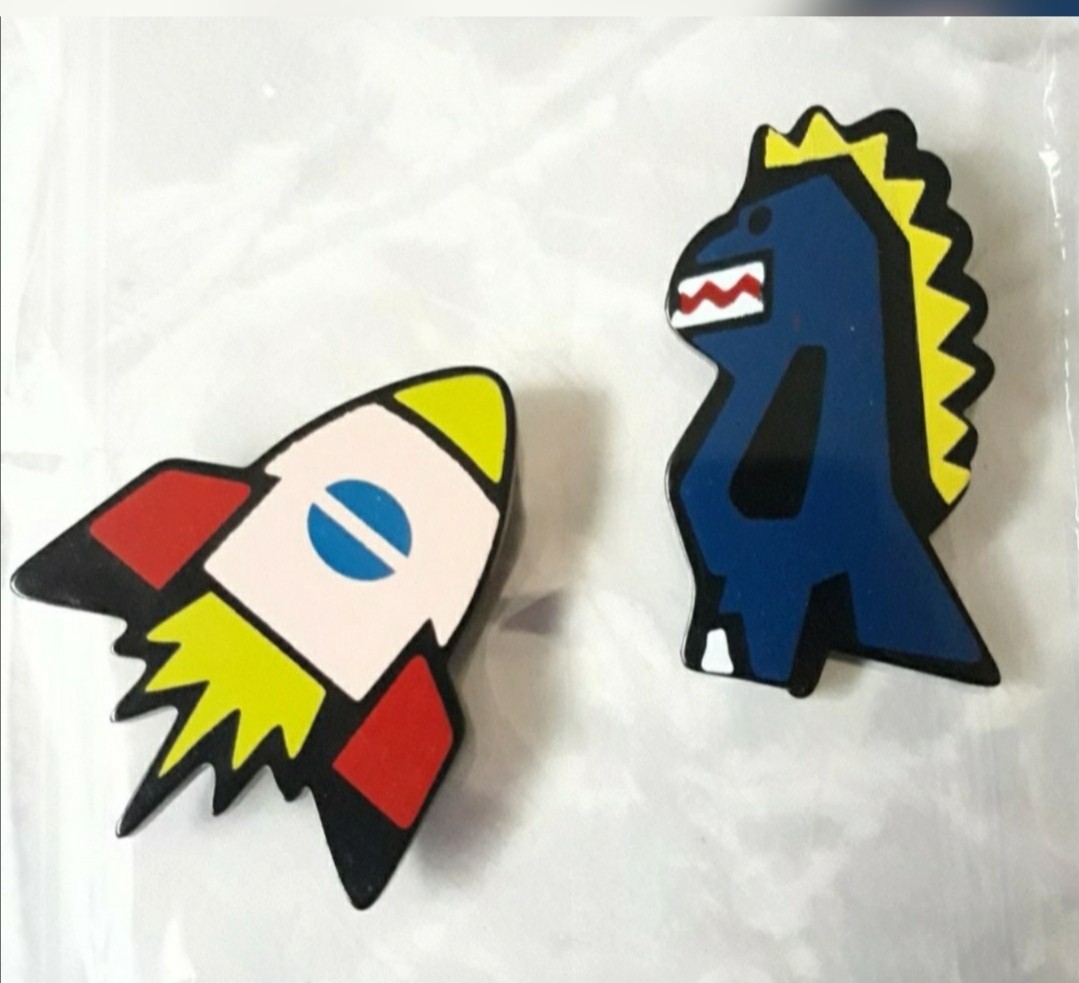 Brand New Rocket and Dinosaur Comic Pop Art Style Badges / Pins ...