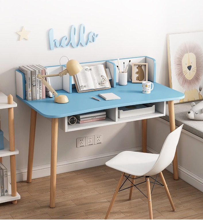 Children Study Table with Bookcase Meja Belajar Kanak-kanak, Furniture ...