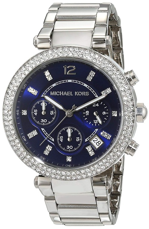 [IN STOCK] Michael Kors Parker Chronograph Navy Dial Stainless Steel ...