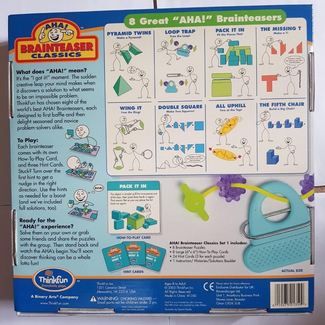 [BNIB] Thinkfun Aha! Brainteasers Classics, Hobbies & Toys, Toys ...