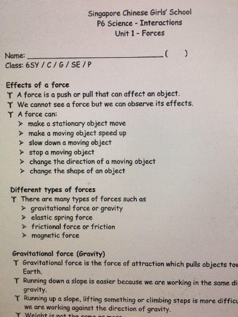 P3 / P4 / P5 / P6 / PSLE science notes / Cycles / Systems / Energy ...