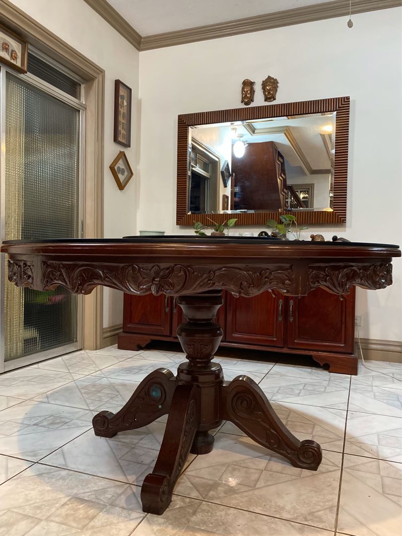 Round Dining Narra Table 6 seater, Furniture & Home Living, Furniture ...