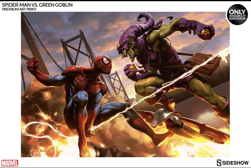 Sideshow Spiderman Vs Green Goblin Art Print, Hobbies & Toys, Toys ...