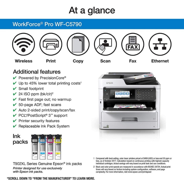 Epson WorkForce Pro WF-C5790 Wi-Fi Duplex All-in-One Inkjet Printer ...