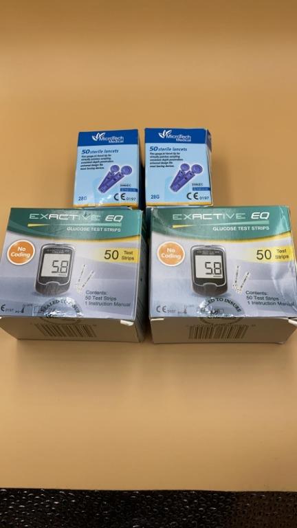 Exactive EQ Glucose Test Strips (50) with (50) One-Time Use Lancets ...