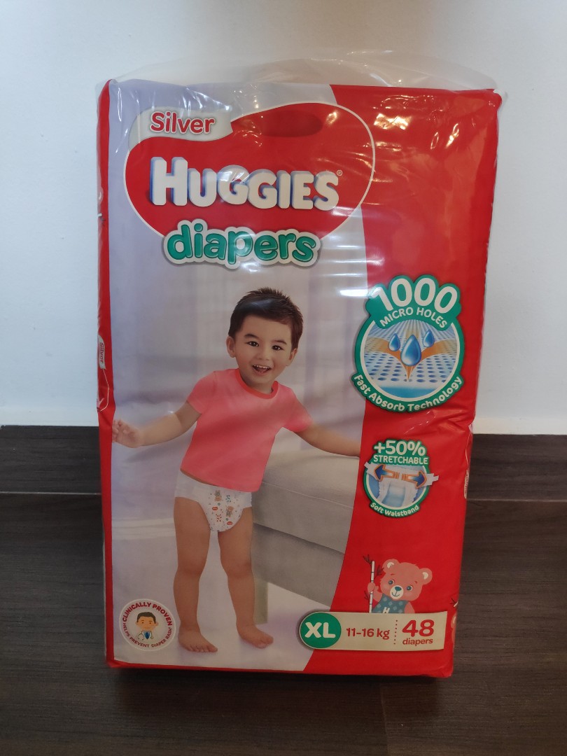 Huggies silver Diapers (taped) - XL, Babies & Kids, Bathing & Changing ...