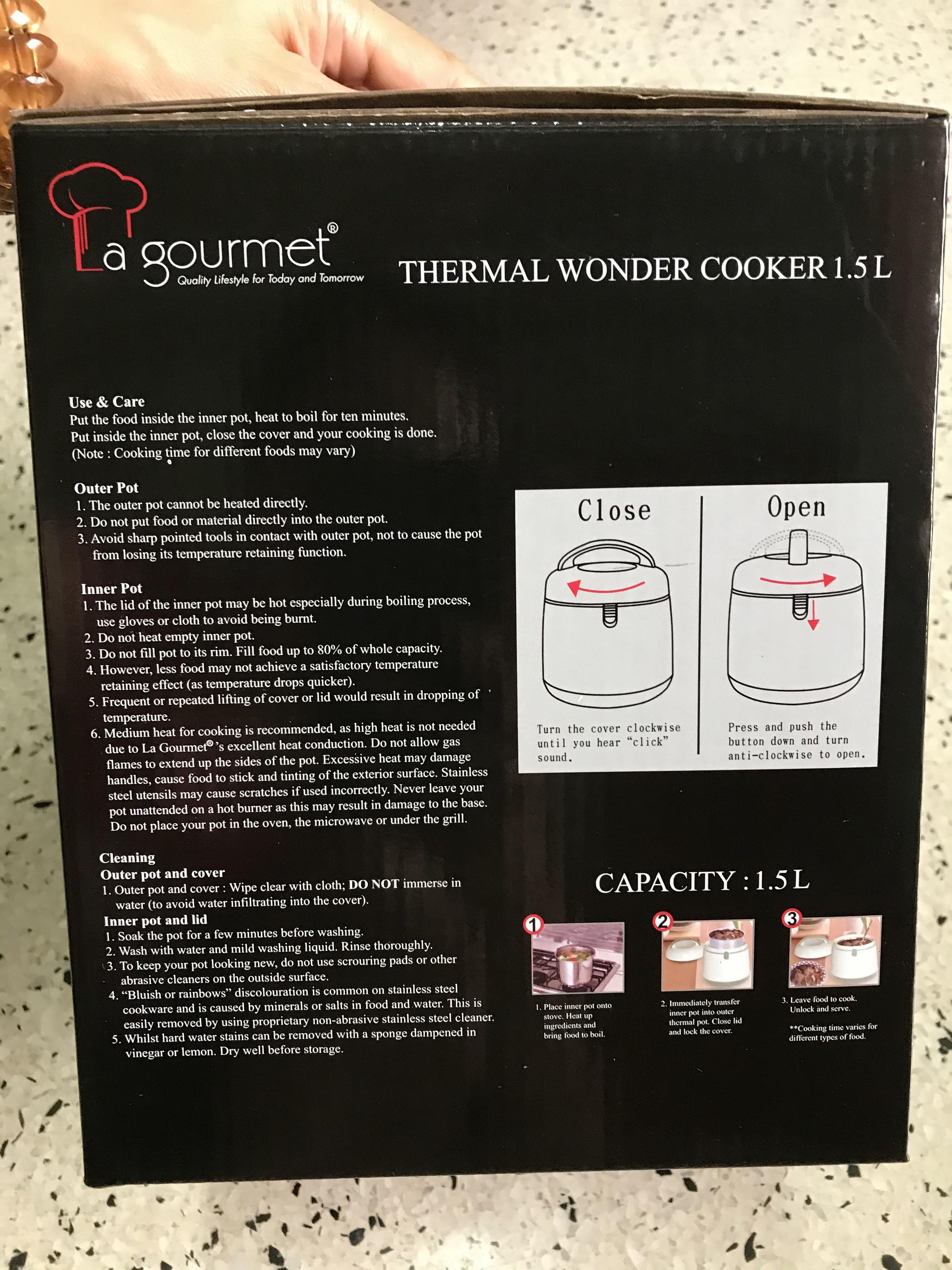 La Gourmet Thermal Wonder Cooker 1.5L, TV & Home Appliances, Kitchen ...