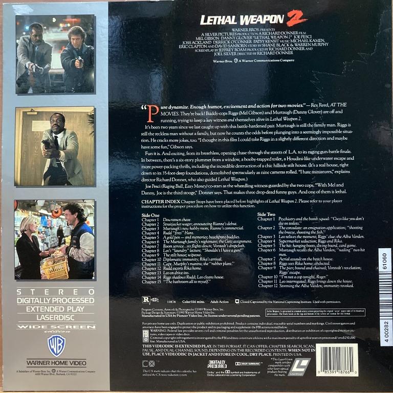 LD 鐳射影碟 Lethal Weapon 2 轟天炮 2 Mel Gibson / Danny Glover / Joe Pesci / Joss Ackland / Derrick O ...