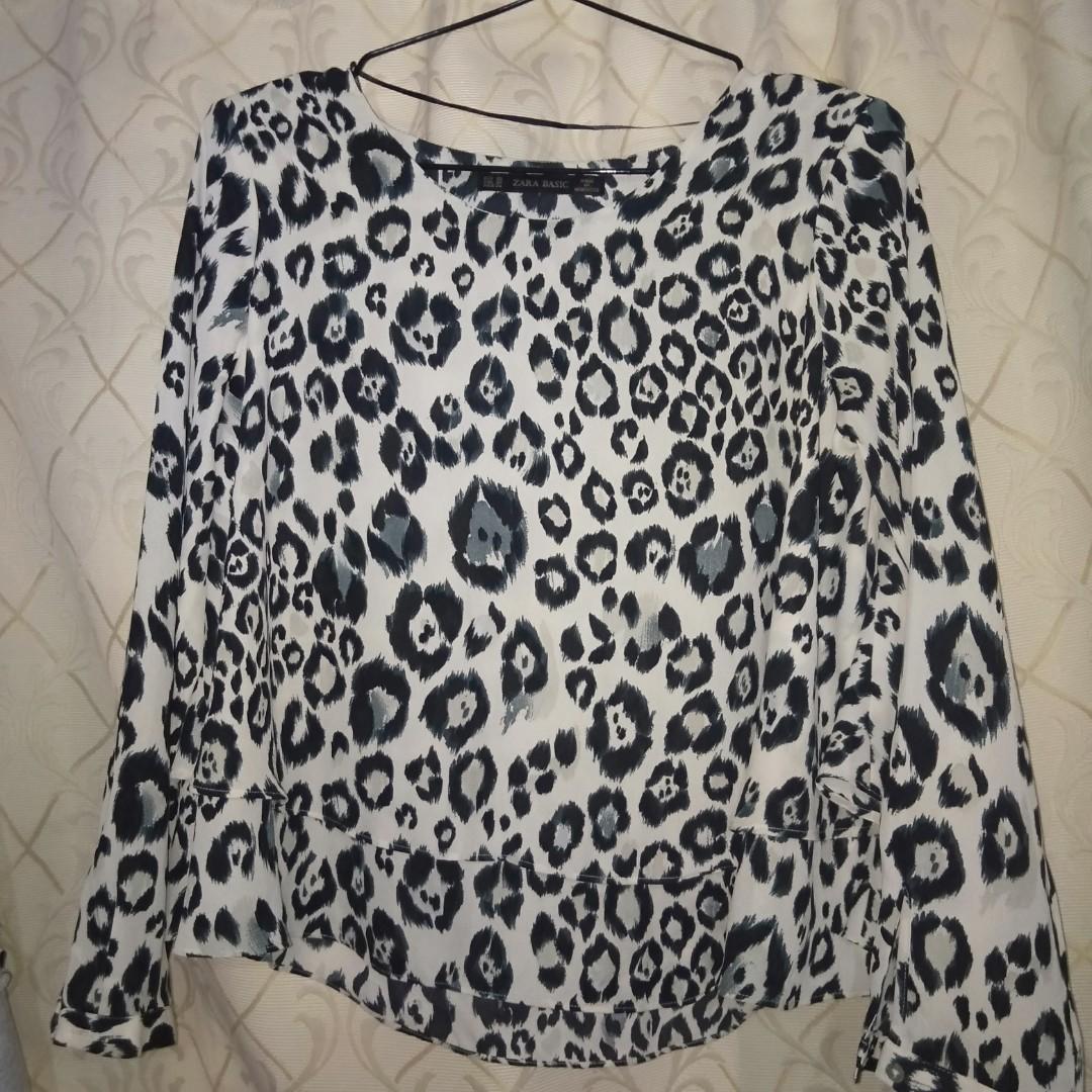 Leopard print Zara Basic Blouse, Women's Fashion, Tops, Blouses on ...