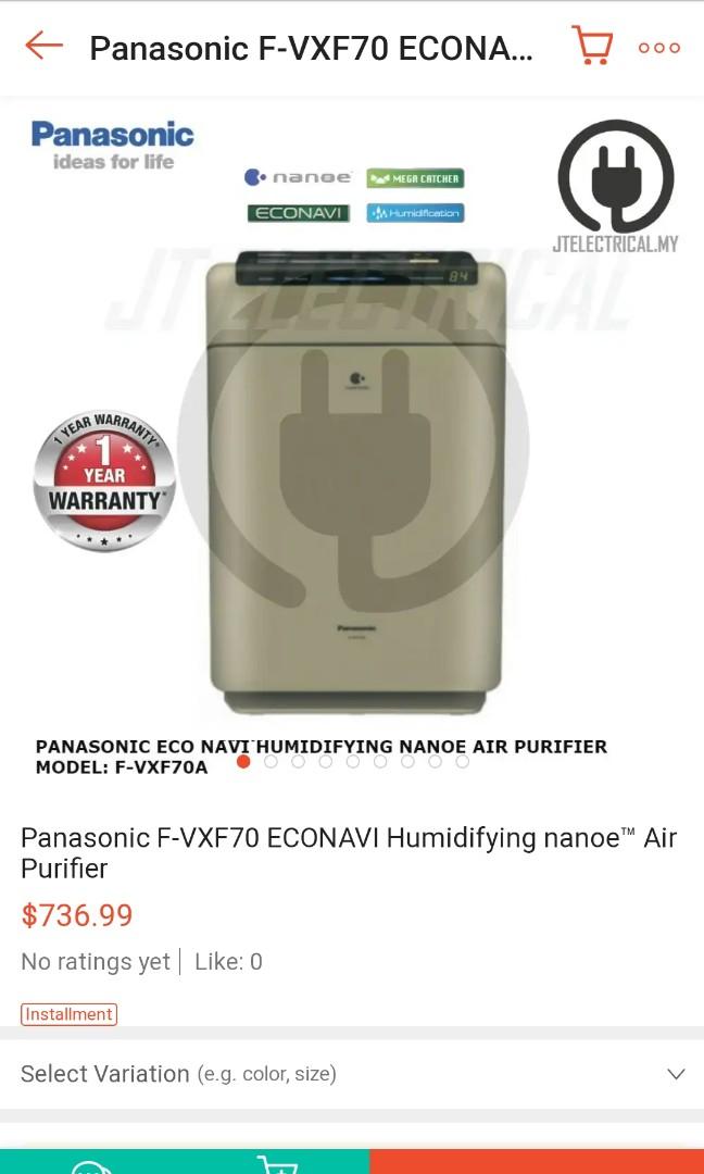 Panasonic nanoe humidifier F-VXF70 purifier Free delivery, TV & Home ...