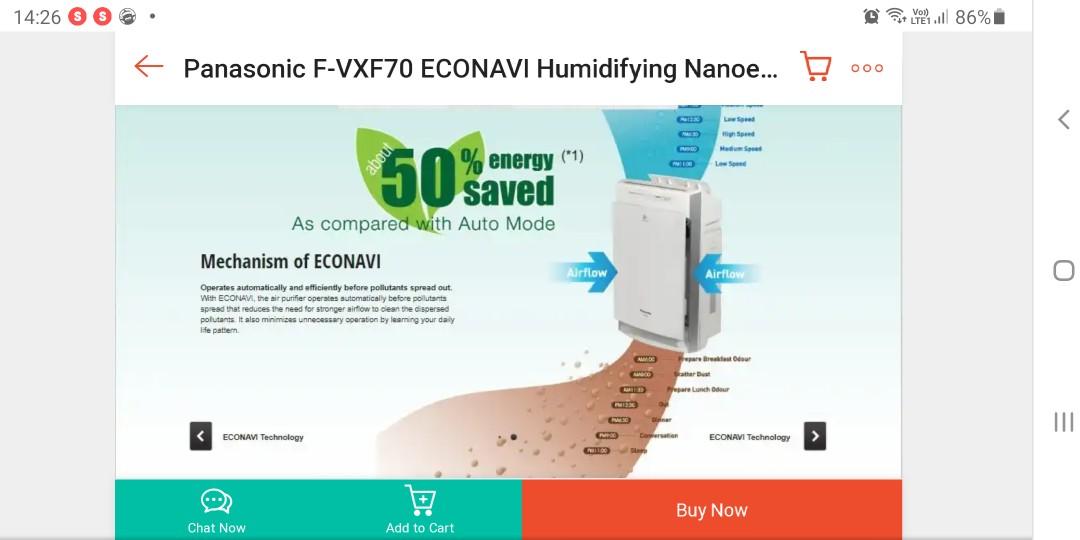 Panasonic nanoe humidifier F-VXF70 purifier Free delivery, TV & Home ...